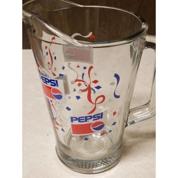 Dining | Vintage Pepsi Soda Glass Pitcher Red White Blue Confetti Htf ...